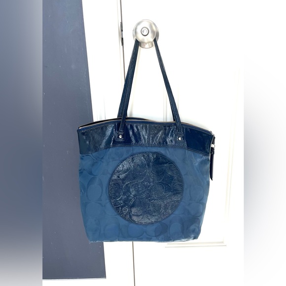 Coach | Bags | Coach Navy Laura Signature Tote | Poshmark